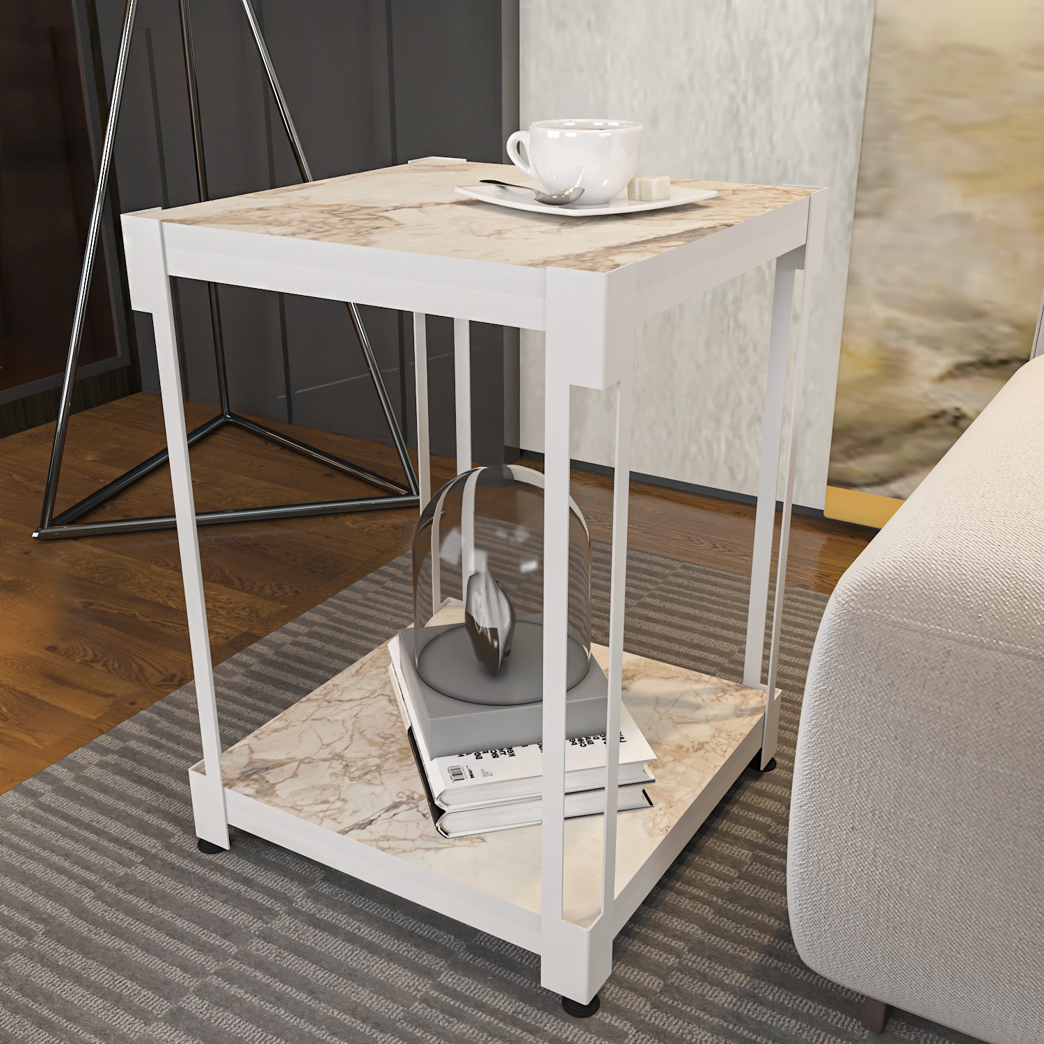 Table d'appoint Zena 40 x 40 cm - Blanc - Tables d'appoint et petites ...