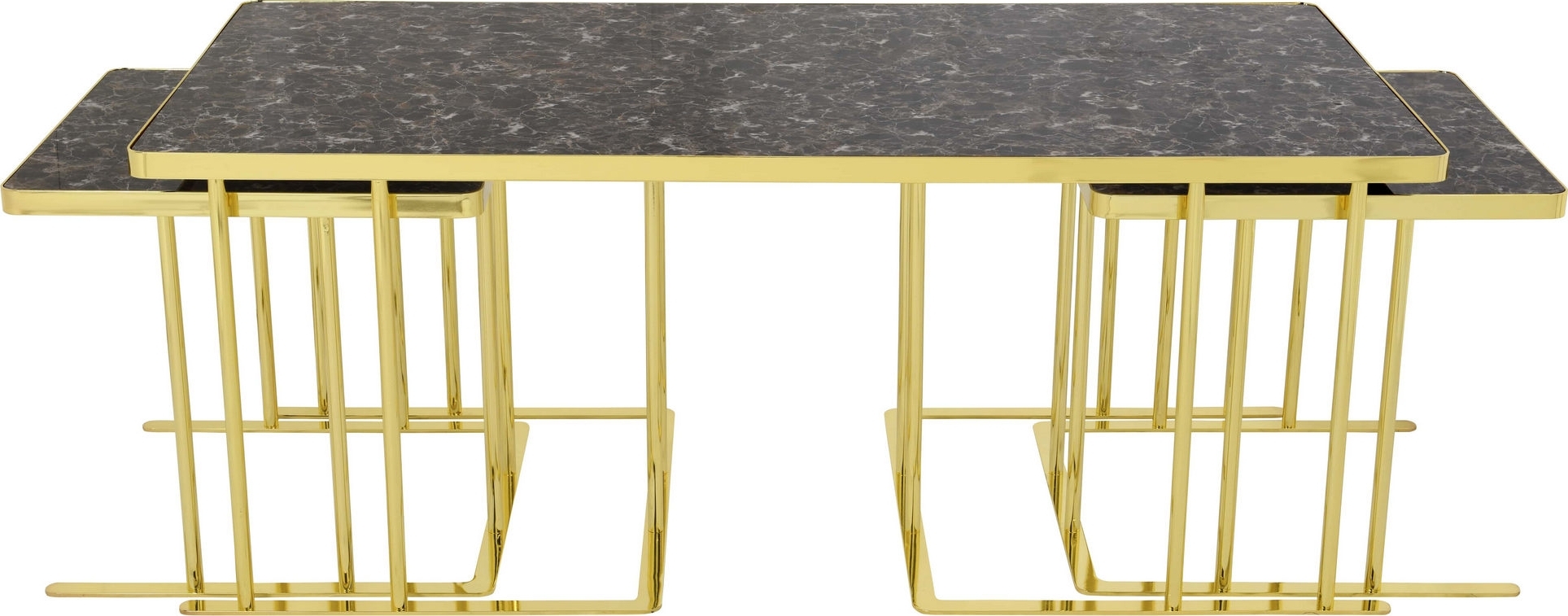 Set table basse Cuadrado 120x 60 cm - Noir/jaune - Table basse en bois ...