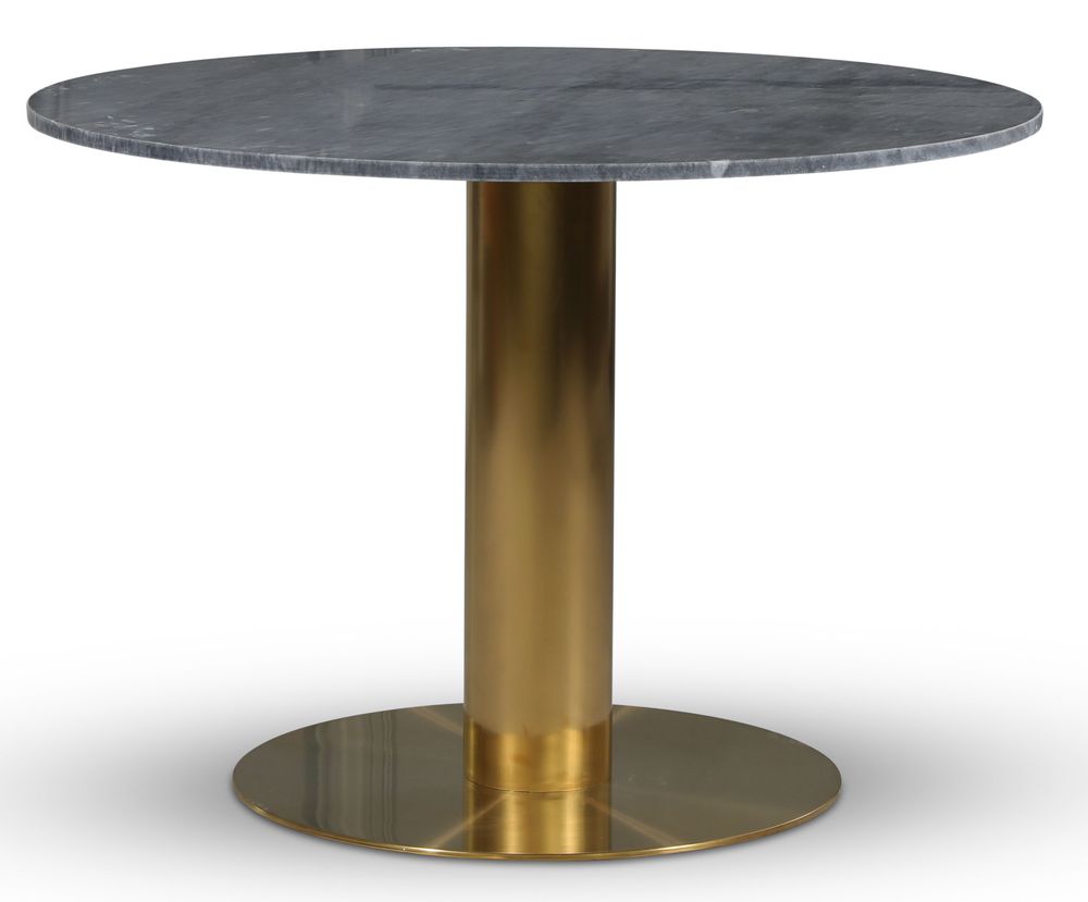 Table à manger Empire Ø105 cm - Marbre gris / Laiton brossé - Table à ...