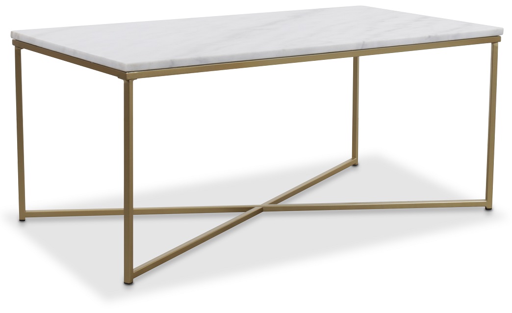 Table basse Maryland 110 - Marbre véritable blanc / Laiton mat - Tables ...