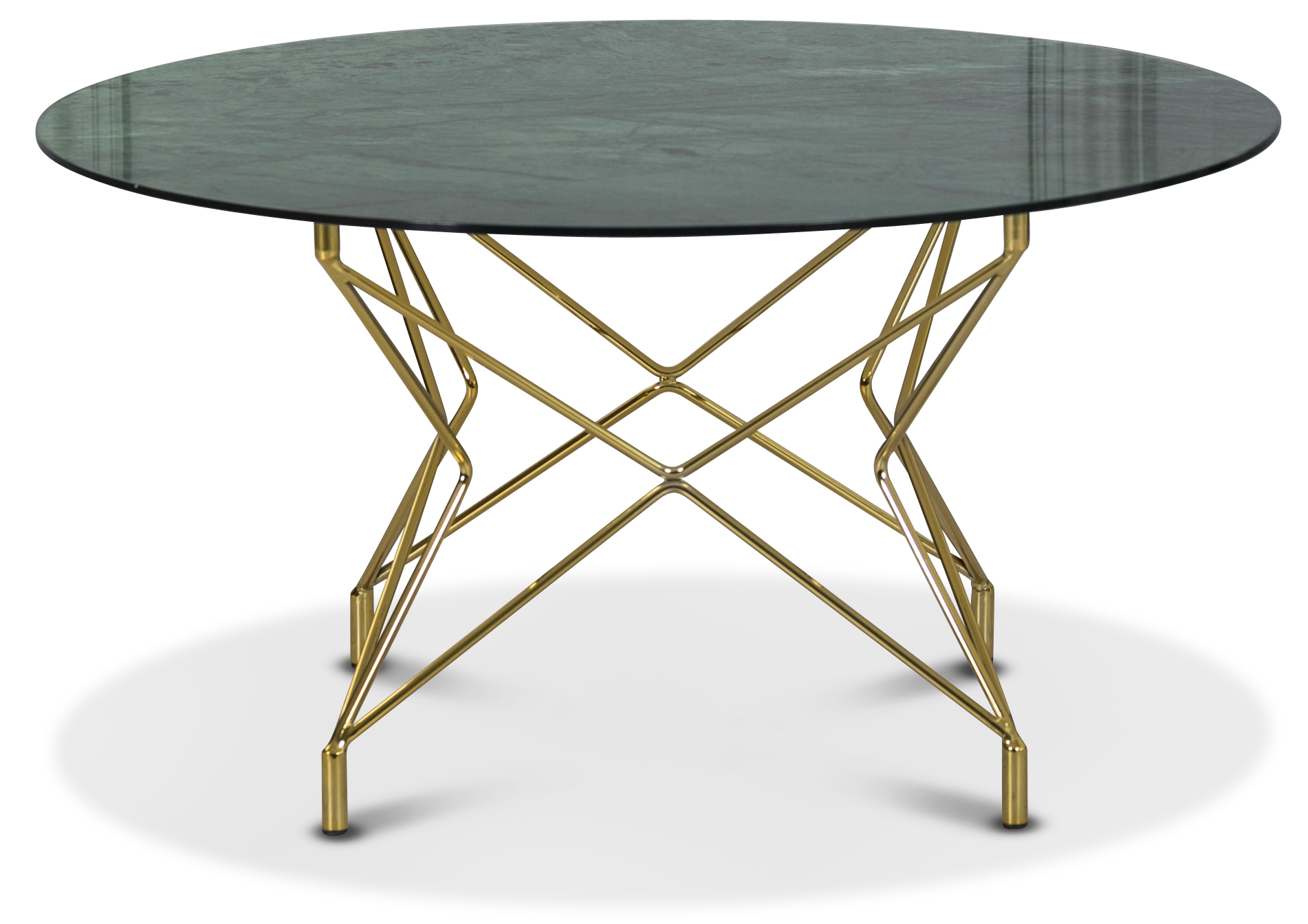 Table basse Star 90 cm - Verre marbré vert / piètement couleur laiton ...