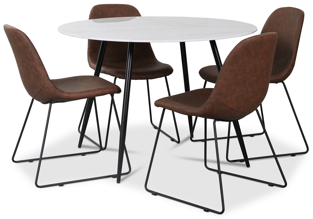 Groupe repas Atlantic, table ronde 110 cm + 4 chaises Atlantic Sled ...