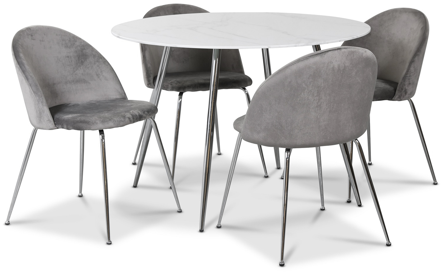 Groupe de repas Art, table ronde 110 cm + 4 chaises Art grises ...