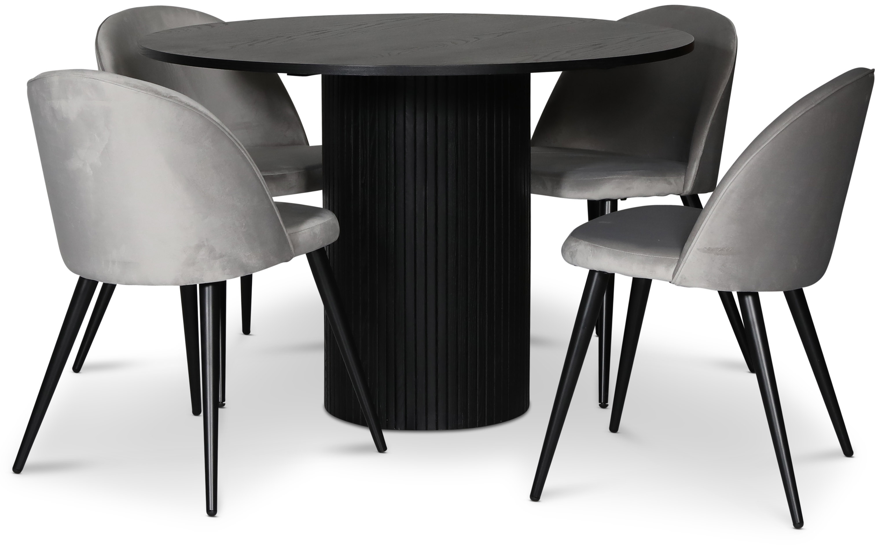 groupe de restauration Cobe; table de repas ronde en chêne teinté noir ...