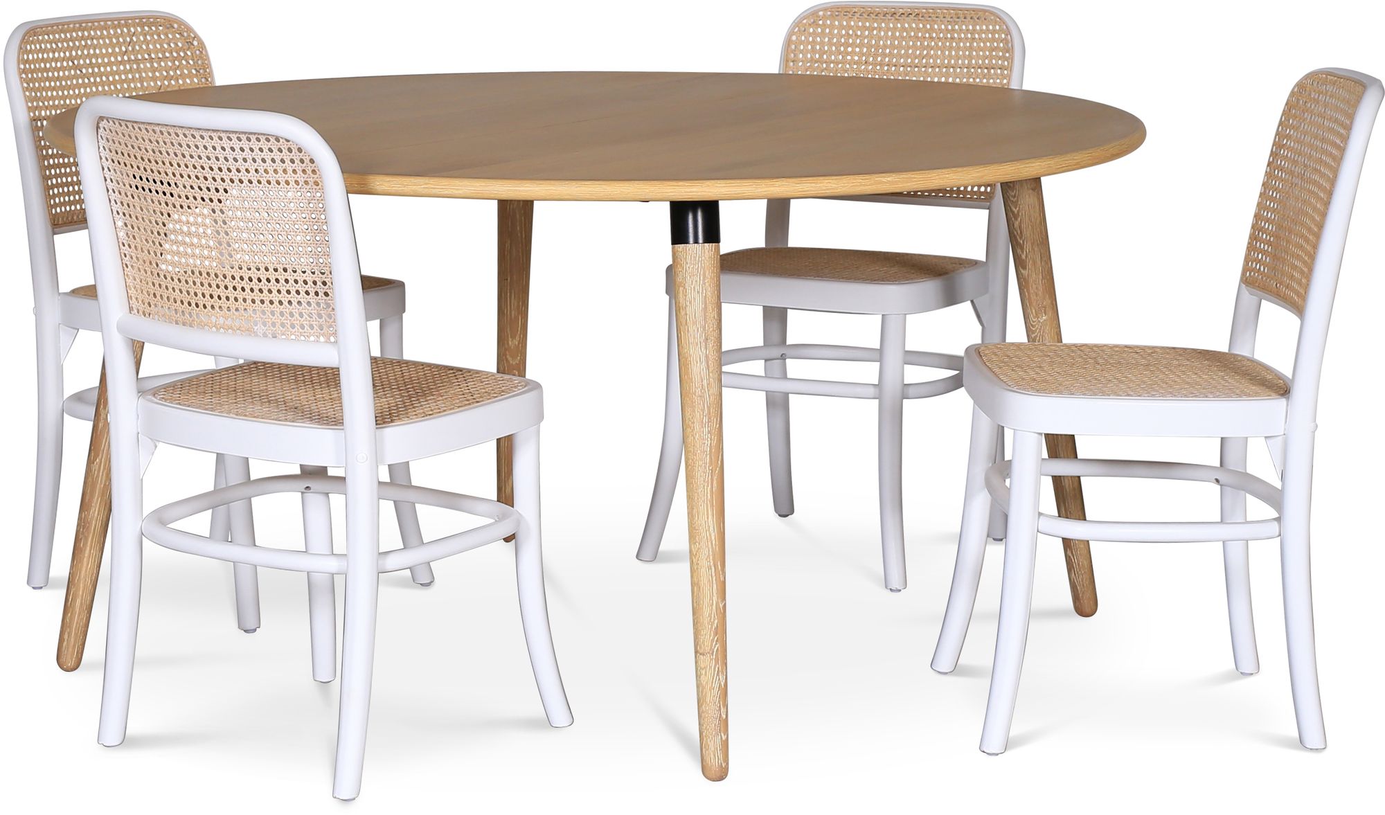 Groupe de repas Omni, table à manger ronde Ø130 cm avec 4 chaises ...