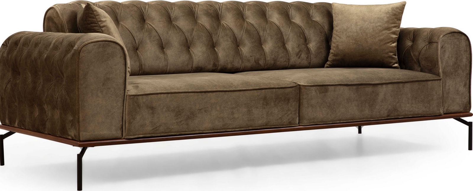 Canapé 3 places Siesta Capitone - Marron - Canapés 3 places - Trendrum.fr