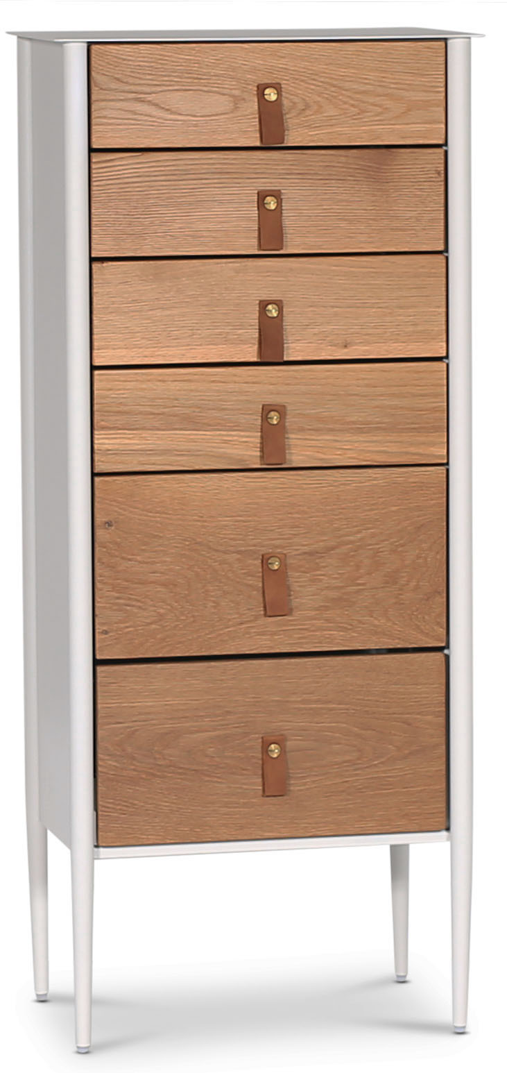 Commode Flash H115cm - Blanc/chêne huilé + Pieds de meubles - Commodes ...