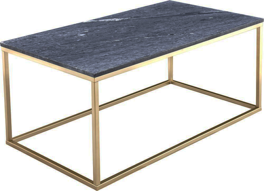 Table basse Accent 110x60 cm en marbre gris avec piètement en laiton ...