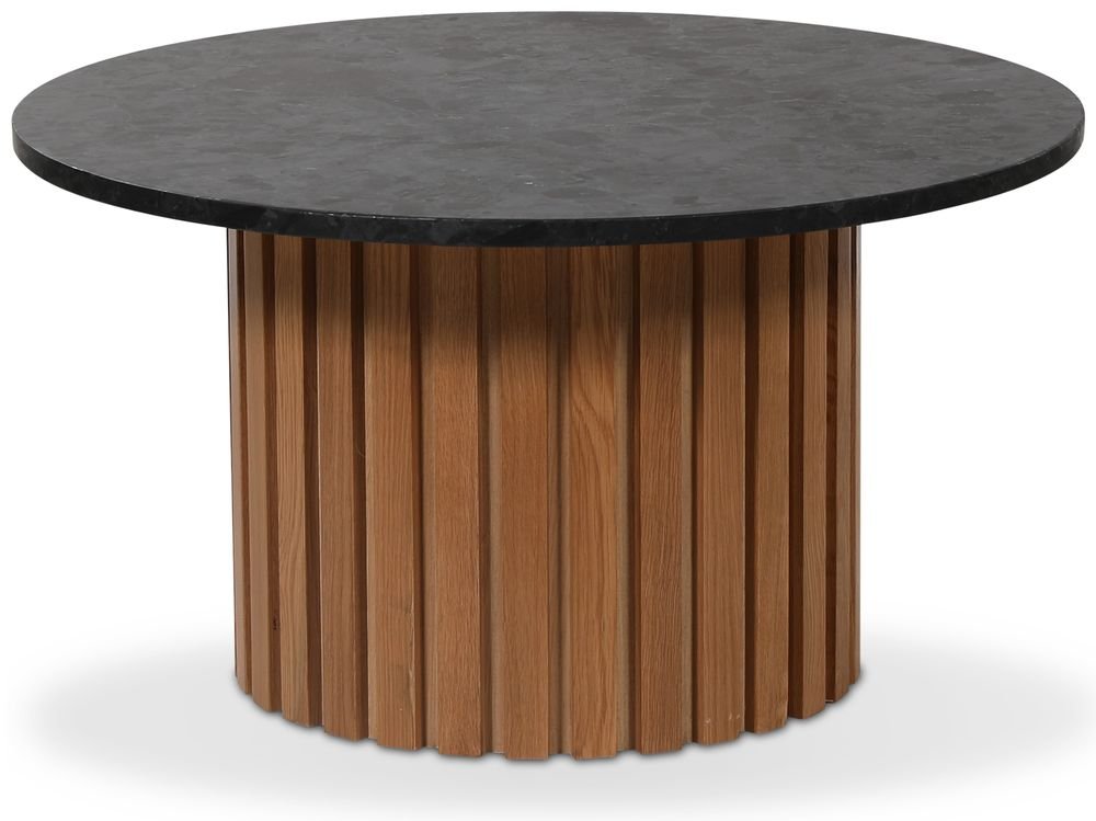 Table basse ronde Matisse 85 - Chêne / Granit Danube noir - Tables ...
